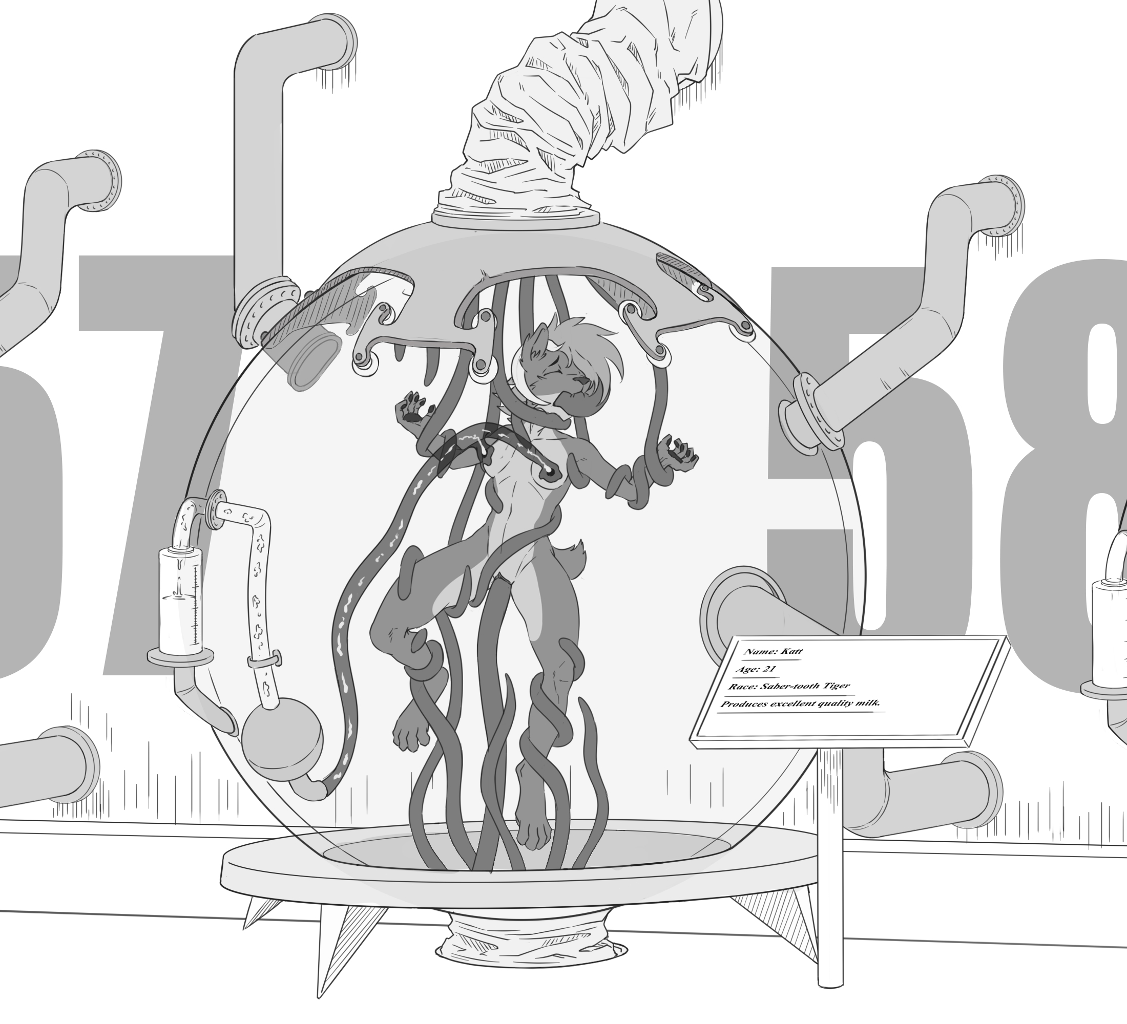 Rule 34 Anthro Bodily Fluids Bondage Bound Breast Milking Breasts Container Container Bondage