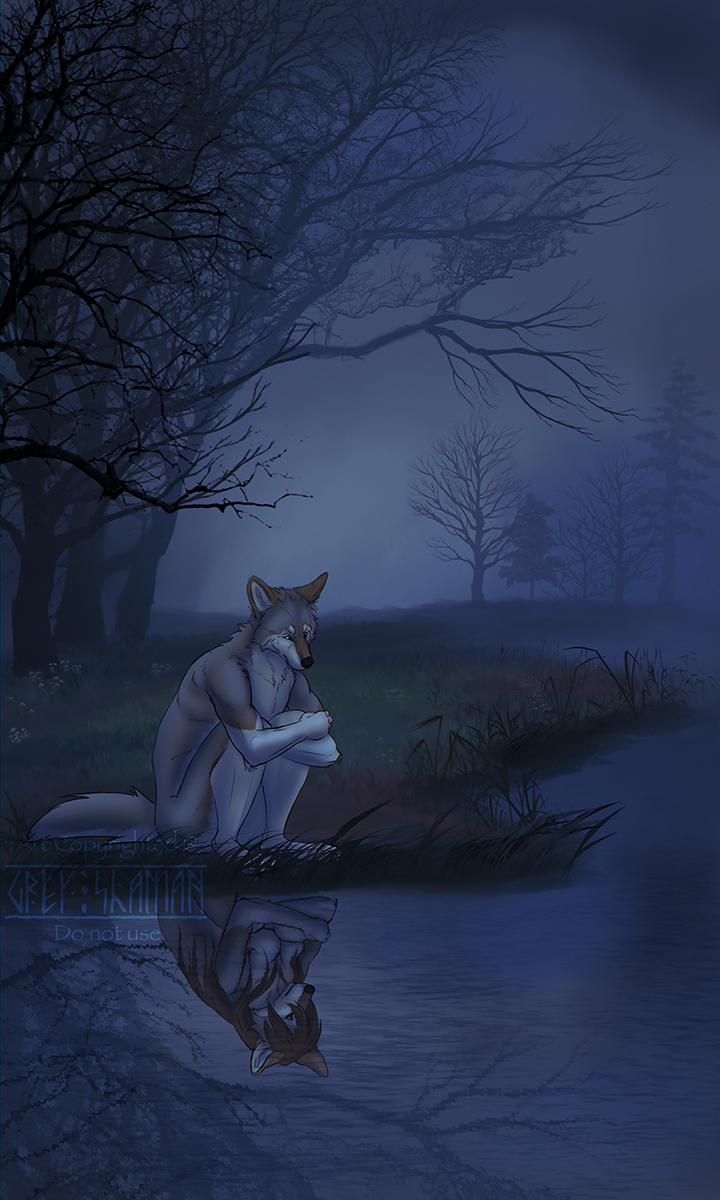 Anime Sad Wolf Pup