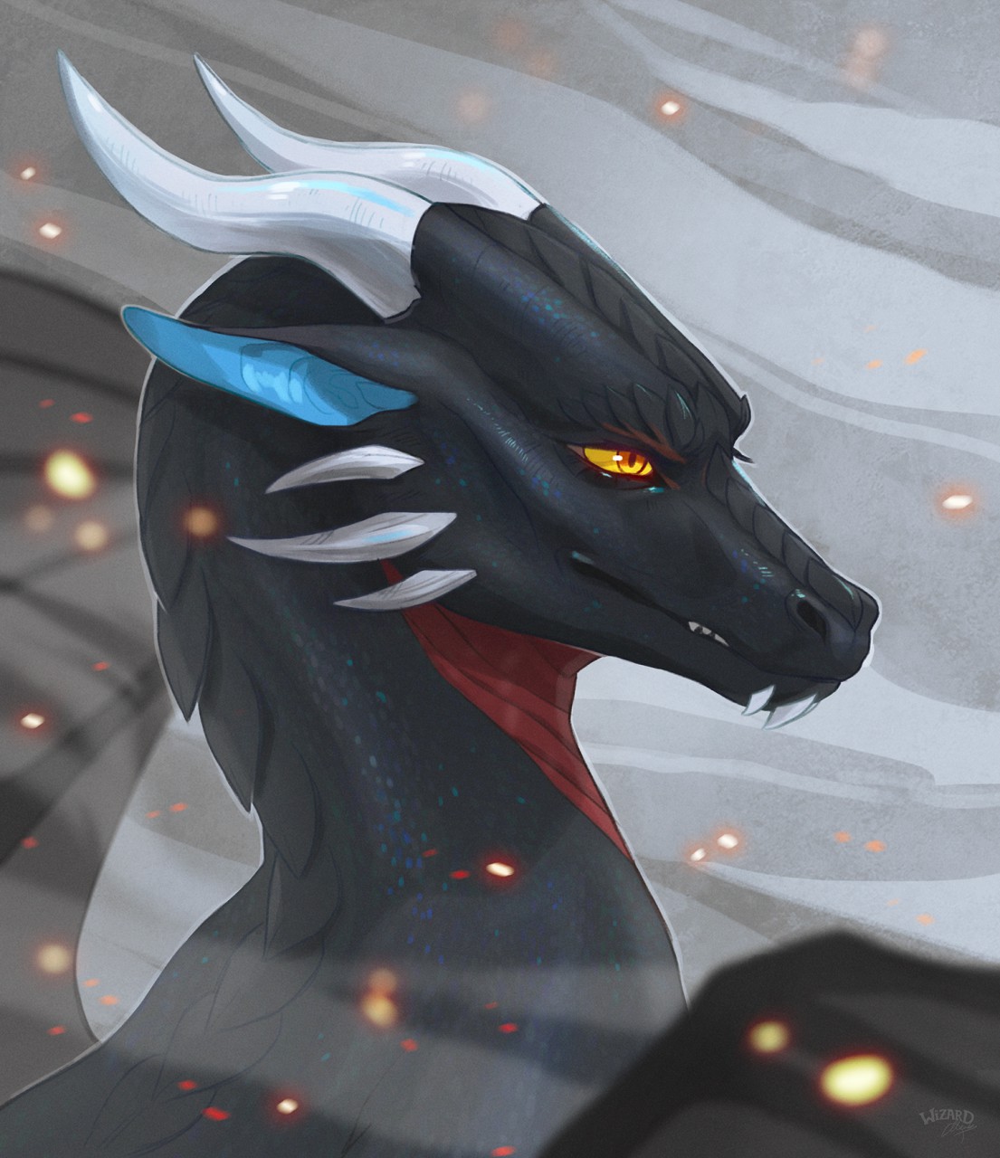 Furrybooru Ambiguous Gender Black Body Black Ears Black Scales Blue