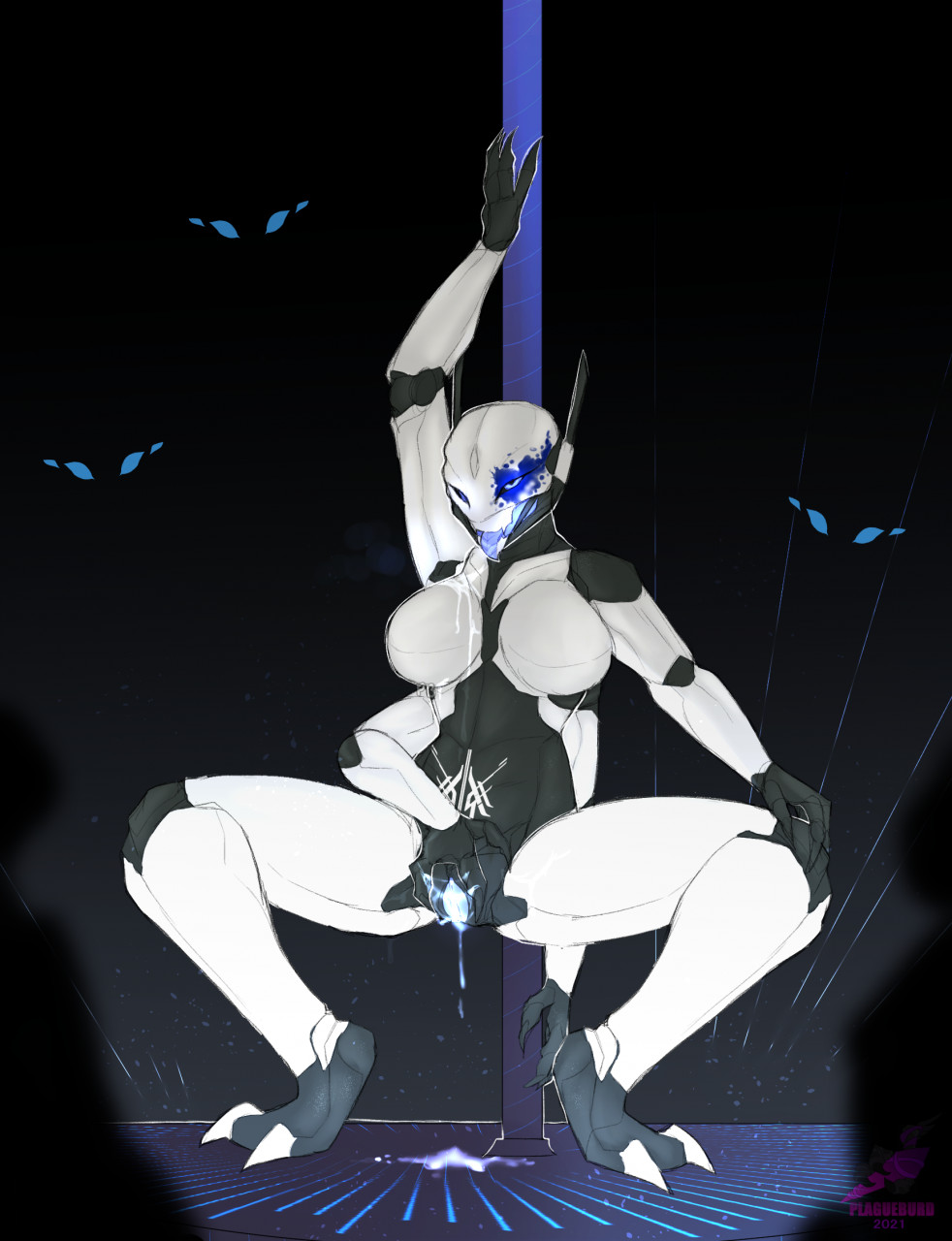 Rule 34 4 Arms Alien Big Breasts Black Background Black Body Blue Eyes Blue Pussy Blue Tongue