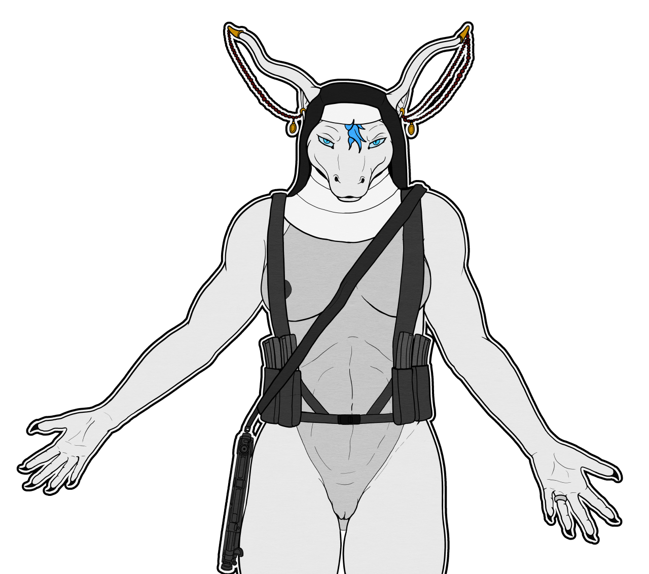 Rule 34 Abs Ammunition Belt Breasts Cape Chest Harness Christa Rebeldragon101 Claws Clothing