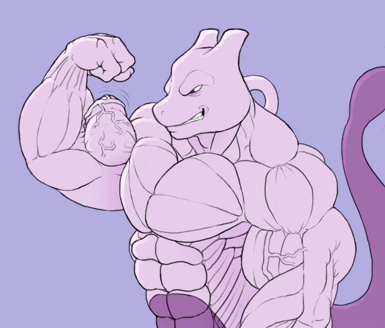 Rule 34 Abs Bodybuilder Flexing Flexing Bicep Gay Male Only Mewtwo