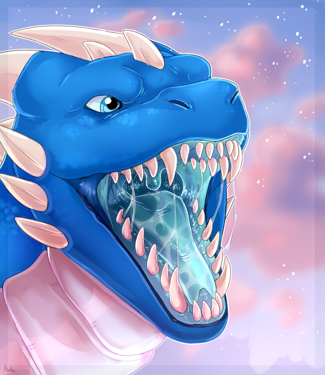 The Big Imageboard Tbib Ambiguous Gender Blue Body Blue Eyes Bodily Fluids Dragon Feral