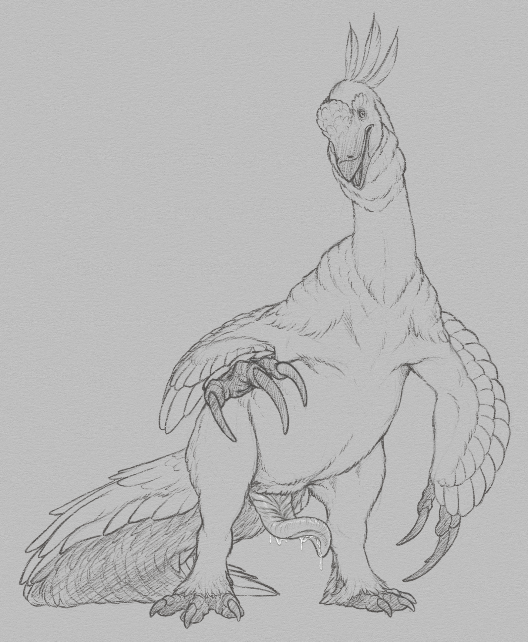 Rule 34 Arm Feathers Biped Bodily Fluids Claws Dinosaur Dripping Erection Extinct Feathered